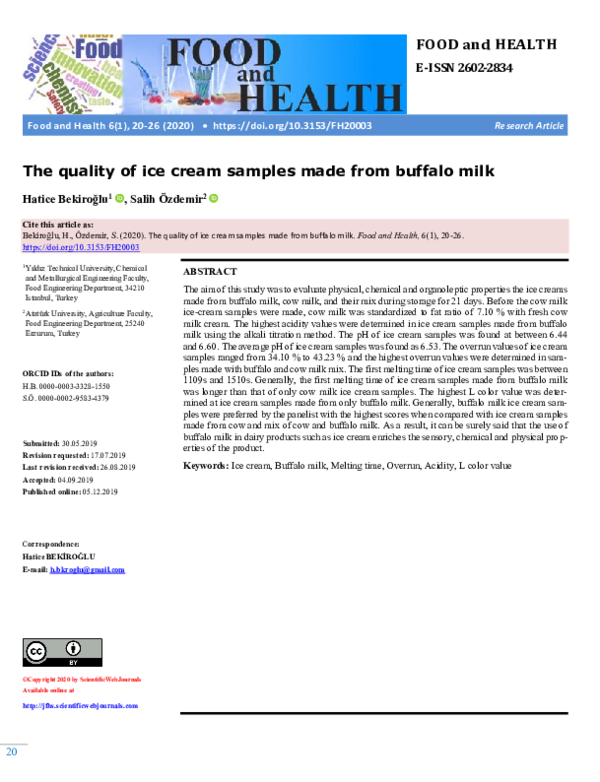 (PDF) The quality of ice cream samples made from buffalo milk