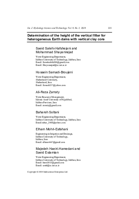 (PDF) Determination of the height of the vertical filter for ...