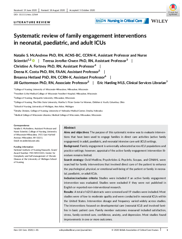 (PDF) Systematic review of family engagement interventions in neonatal ...