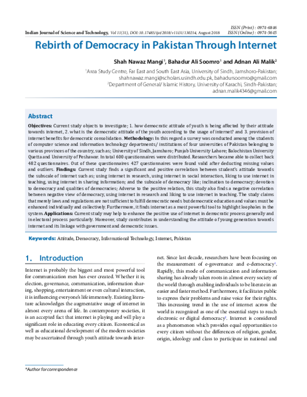 (PDF) Rebirth of Democracy in Pakistan Through Internet