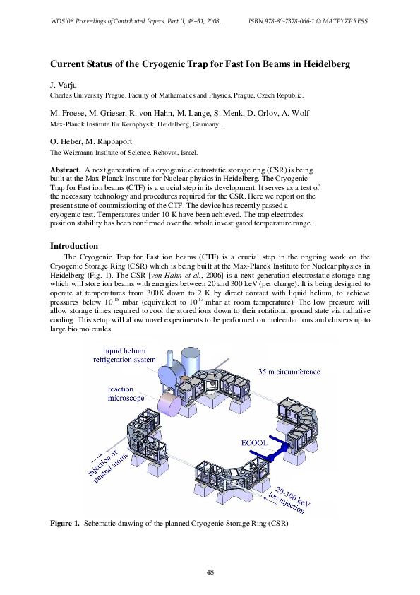 (PDF) Current Status of the Cryogenic Trap for Fast Ion Beams in Heidelberg