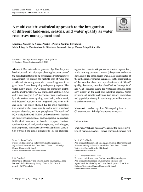 (PDF) A multivariate statistical approach to the integration of ...