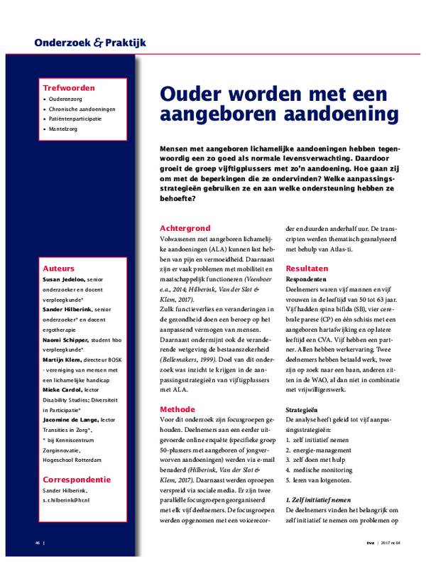 (PDF) Ouder worden met een aangeboren aandoening