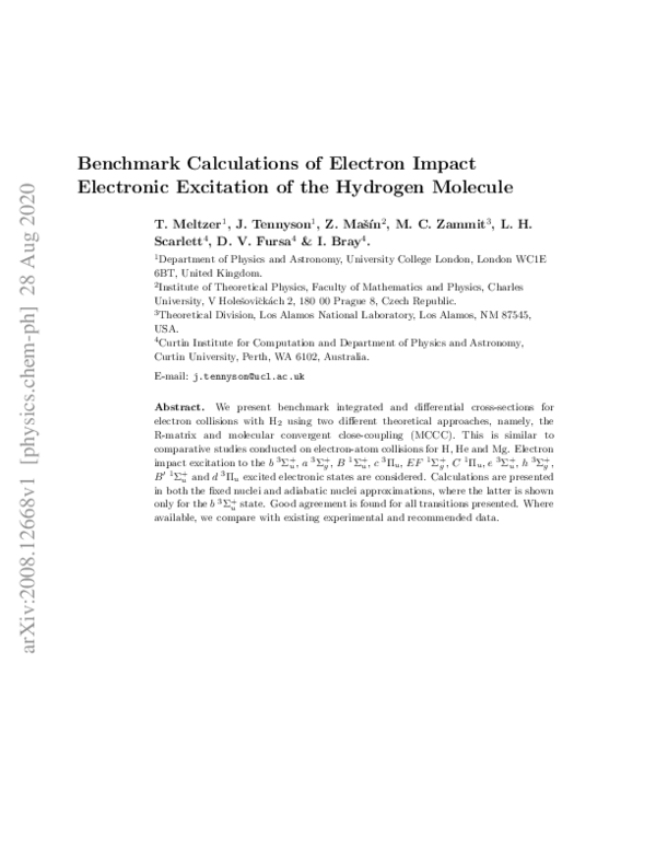 (PDF) Benchmark calculations of electron impact electronic excitation ...