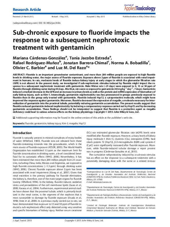 (PDF) Sub-chronic exposure to fluoride impacts the response to a ...