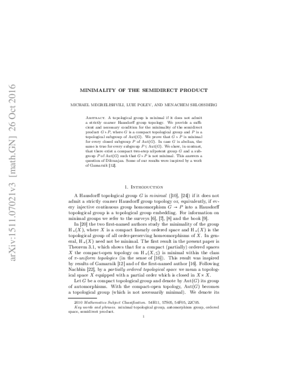(PDF) Minimality of the Semidirect Product