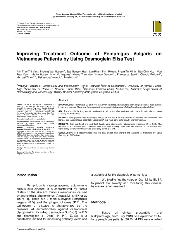 (PDF) Improving Treatment Outcome of Pemphigus Vulgaris on Vietnamese Patients by Using ...
