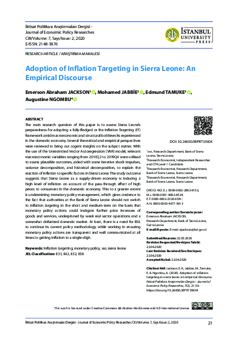 (PDF) Adoption of Inflation Targeting in Sierra Leone: An Empirical ...
