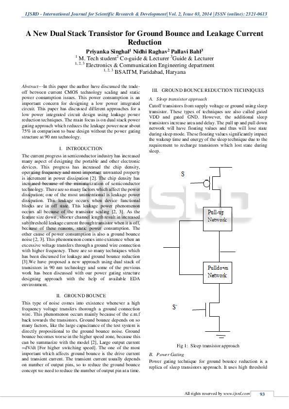 (PDF) A New Dual Stack Transistor for Ground Bounce and Leakage Current ...
