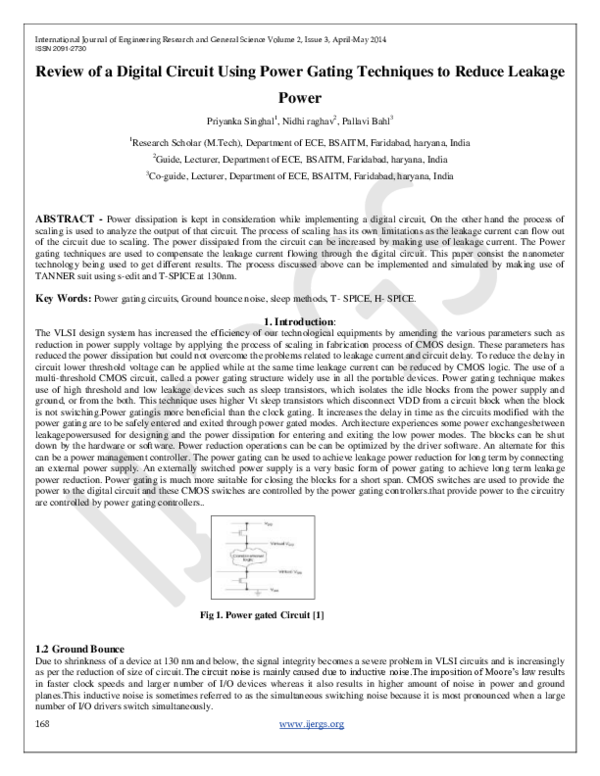 (PDF) Review of a Digital Circuit Using Power Gating Techniques to ...