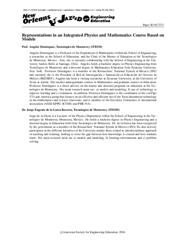 (PDF) Representations in an Integrated Physics and Mathematics Course ...