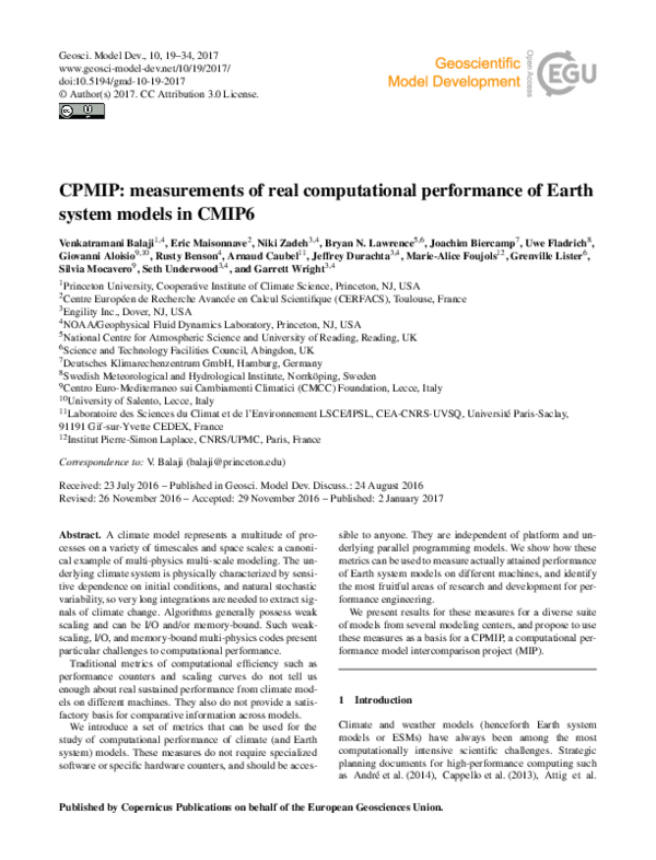(PDF) CPMIP: measurements of real computational performance of Earth ...
