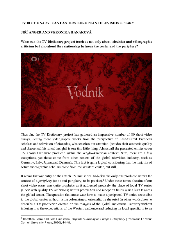 (PDF) TV Dictionary: Can Eastern European Television Speak?