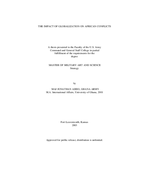(PDF) The Impact of Globalization on African Conflicts