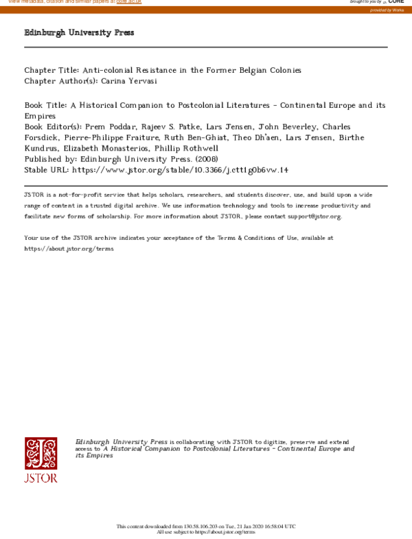 (PDF) Anti-Colonial Resistance In The Former Belgian Colonies