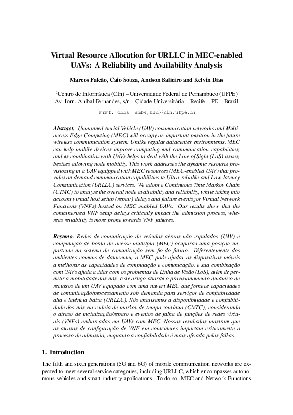 (PDF) Resource Allocation for URLLC in MEC UAVs (PDF) Resource Allocation for URLLC in MEC UAVs