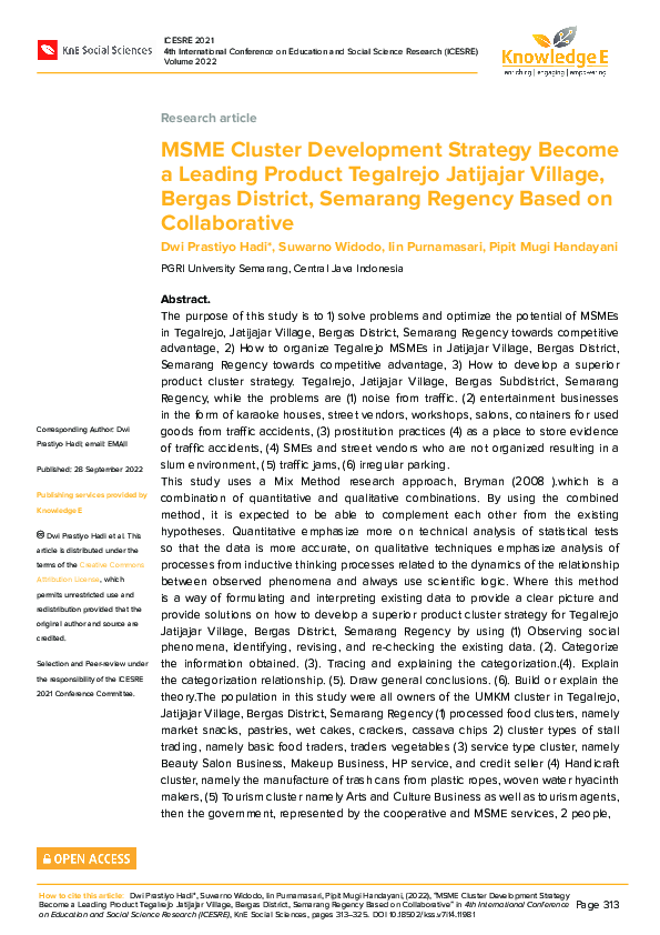 (PDF) MSME Cluster Development Strategy Become a Leading Product ...