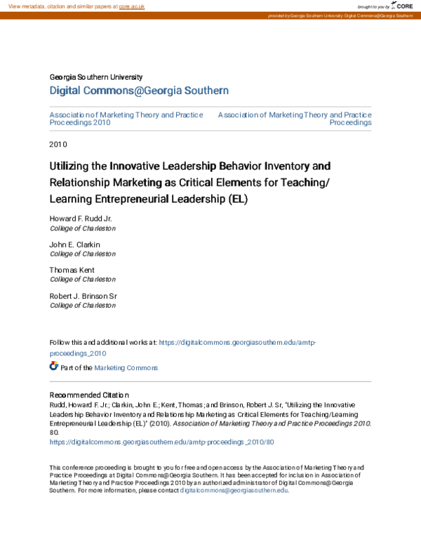 (PDF) Utilizing the Innovative Leadership Behavior Inventory and ...