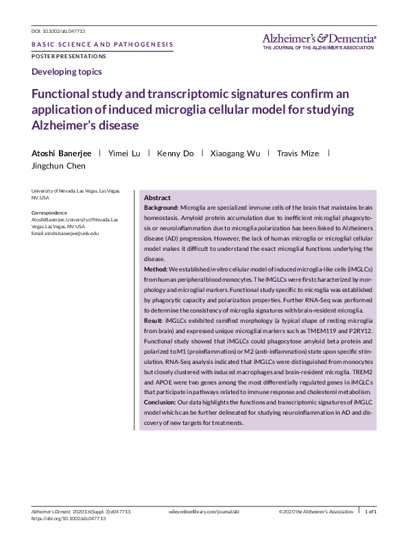 (PDF) Functional study and transcriptomic signatures confirm an ...