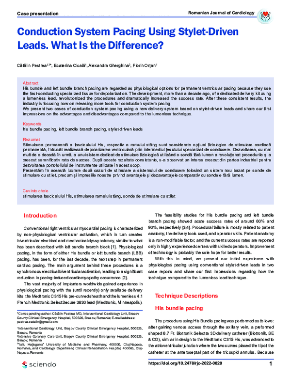 (PDF) Conduction System Pacing Using Stylet-Driven Leads. What Is the ...