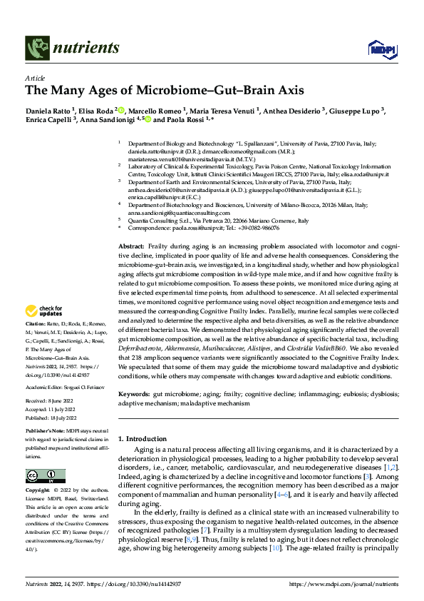 (PDF) The Many Ages of Microbiome–Gut–Brain Axis