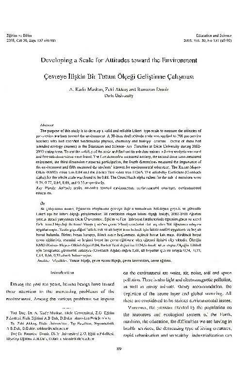 (PDF) Developing a Scale for Attitudes toward the Environment