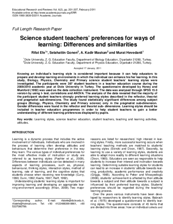 (PDF) learning: Differences and similarities