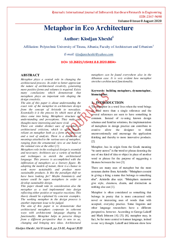 (PDF) Metaphor in Eco Architecture