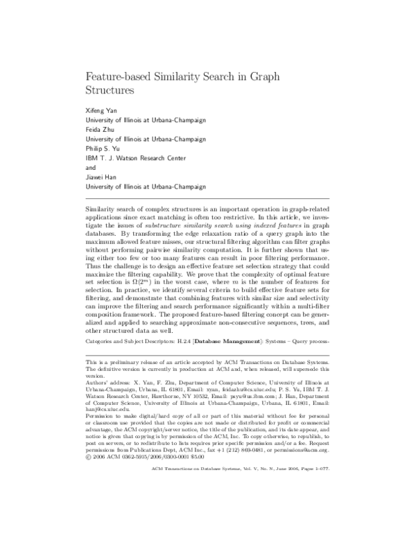 (PDF) Feature-based similarity search in graph structures