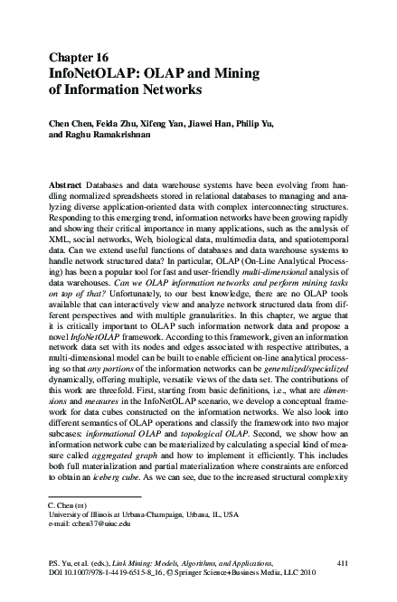 (PDF) InfoNetOLAP: OLAP and Mining of Information Networks