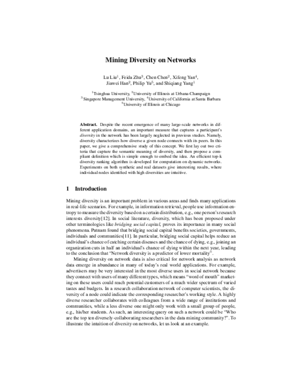(PDF) Mining Diversity on Networks