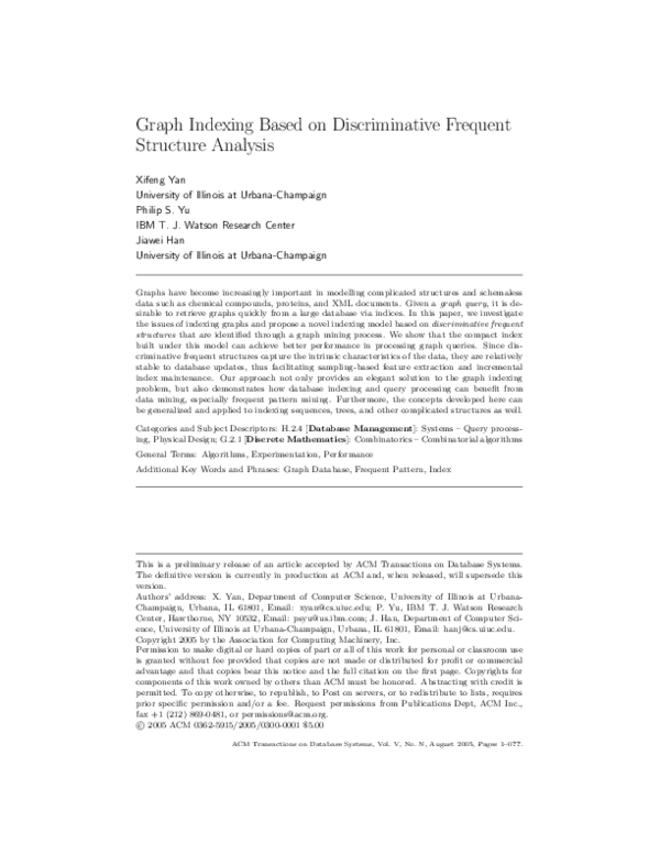 (PDF) Graph indexing based on discriminative frequent structure analysis