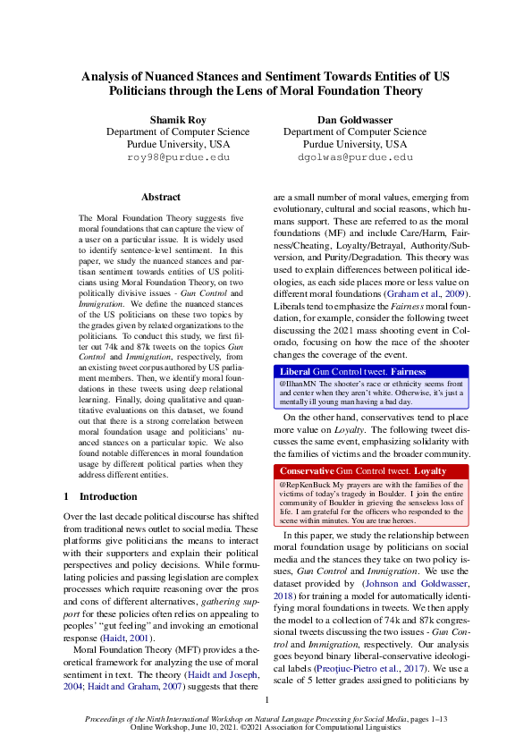 (PDF) Analysis of Nuanced Stances and Sentiment Towards Entities of US ...