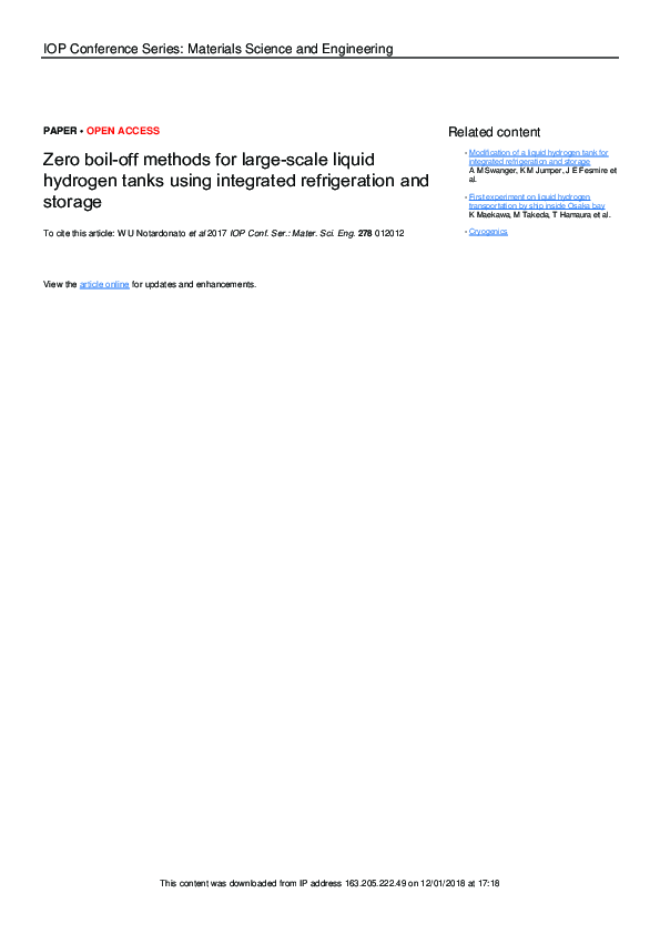 (PDF) Zero boil-off methods for large-scale liquid hydrogen tanks using ...