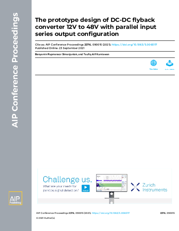 (PDF) The prototype design of DC-DC flyback converter 12V to 48V with parallel input series ...