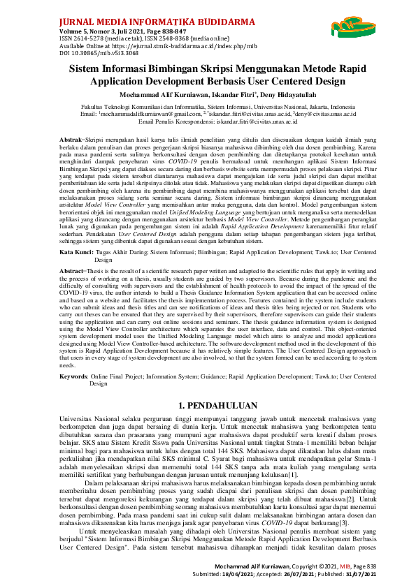 (PDF) Sistem Informasi Bimbingan Skripsi Menggunakan Metode Rapid Application Development ...