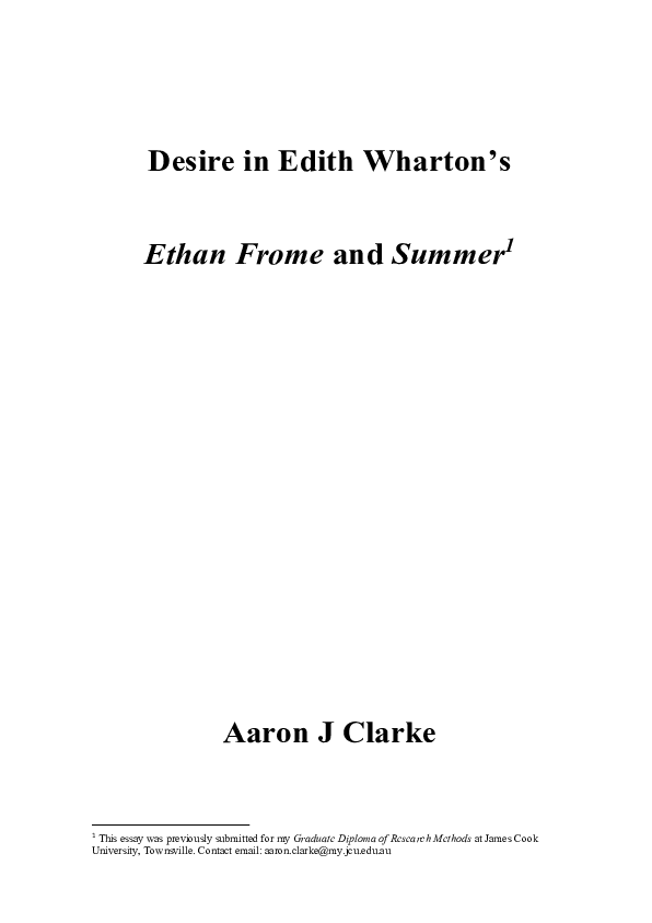 (PDF) Desire in Edith Wharton's Ethan Frome and Summer