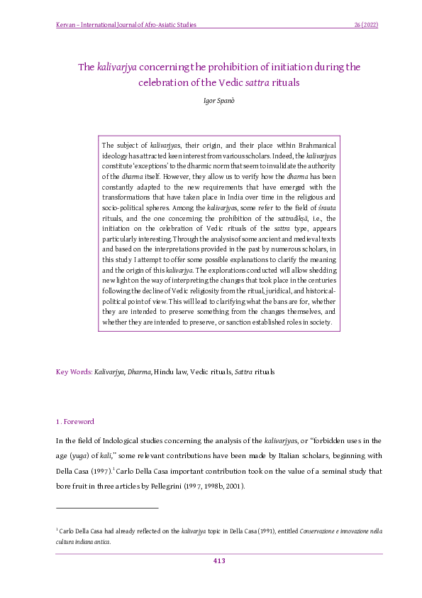 (PDF) The kalivarjya concerning the prohibition of initiation during ...
