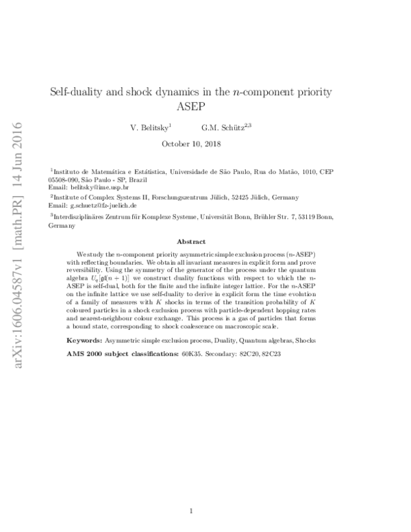(PDF) Self-duality and shock dynamics in the n-component priority ASEP