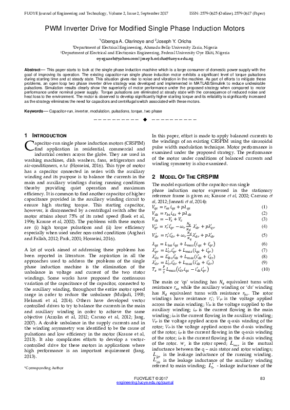 (PDF) PWM Inverter Drive for Modified Single Phase Induction Motors