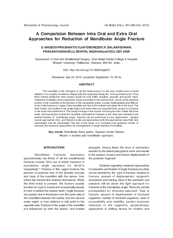 (PDF) A Comparision Between Intra Oral and Extra Oral Approaches for ...
