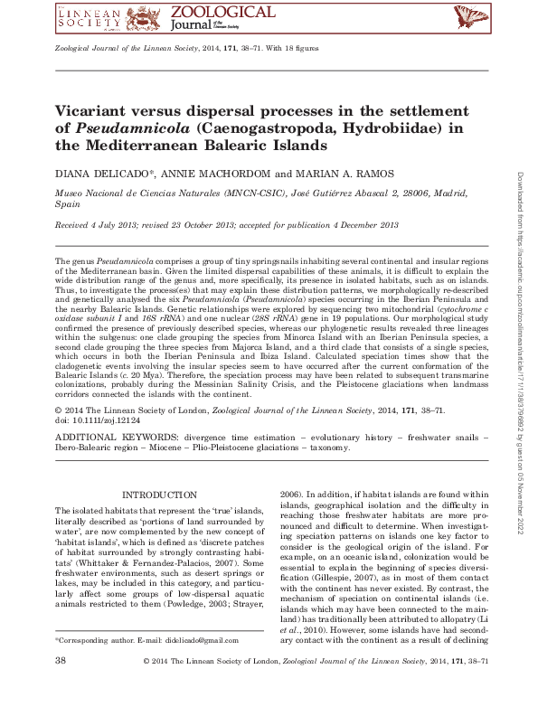 (PDF) Vicariant versus dispersal processes in the settlement ...