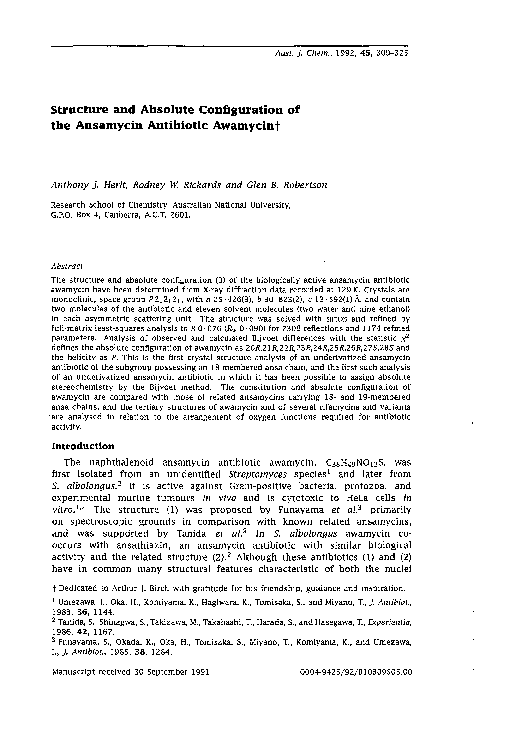 (PDF) Structure and Absolute Configuration of the Ansamycin Antibiotic ...