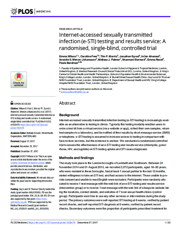 (PDF) Internet-accessed sexually transmitted infection (e-STI) testing ...