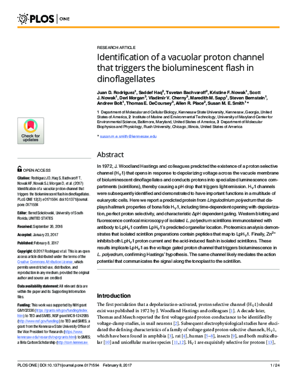 (PDF) Identification of a vacuolar proton channel that triggers the ...