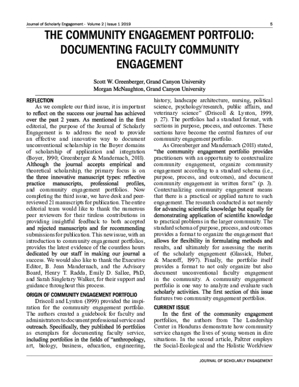 (PDF) The Community Engagement Portfolio: Documenting Faculty Community ...