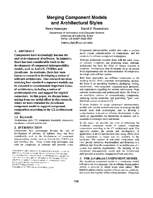 (PDF) Merging component models and architectural styles