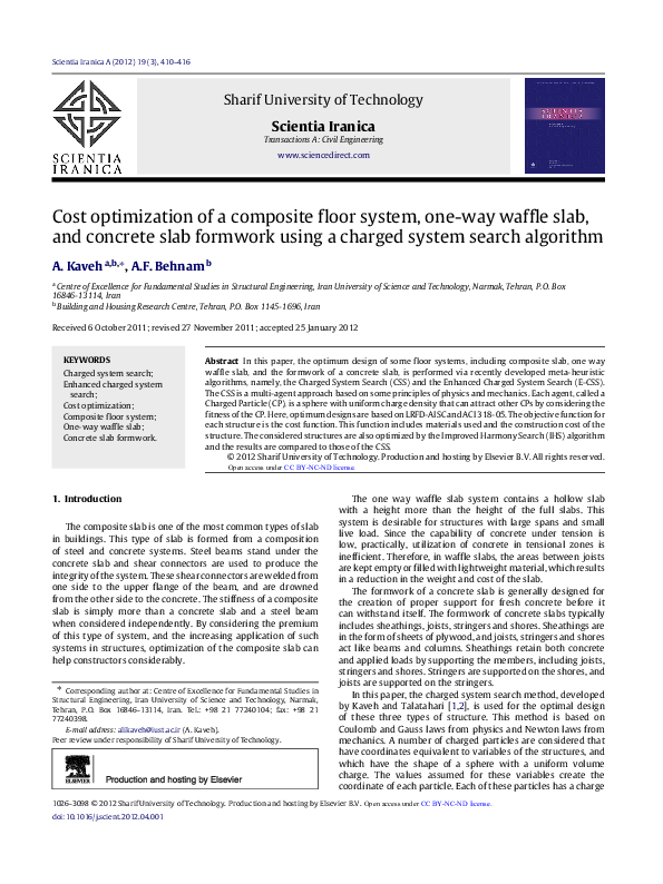 (PDF) Cost optimization of a composite floor system, one-way waffle slab, and concrete slab ...