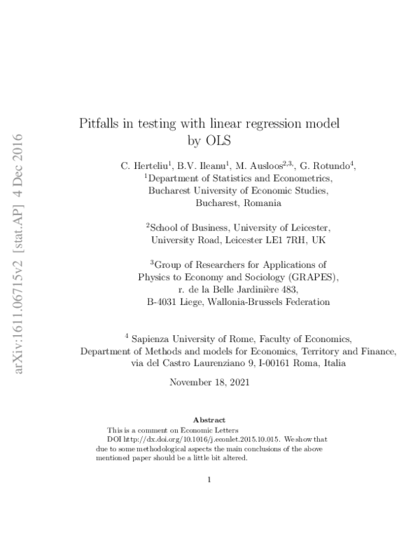 Pdf Methodological Issues In Ols Regression Testing