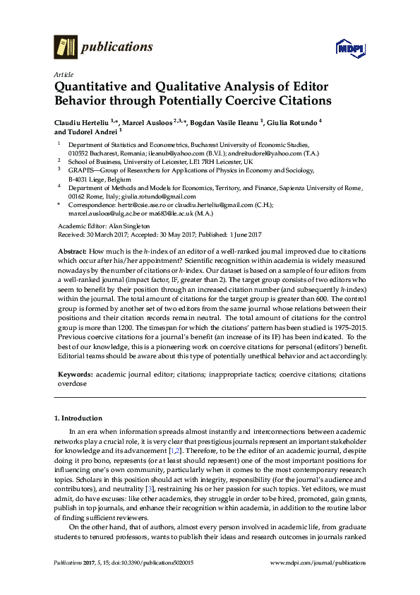 Pdf Quantitative And Qualitative Analysis Of Editor Behavior Through